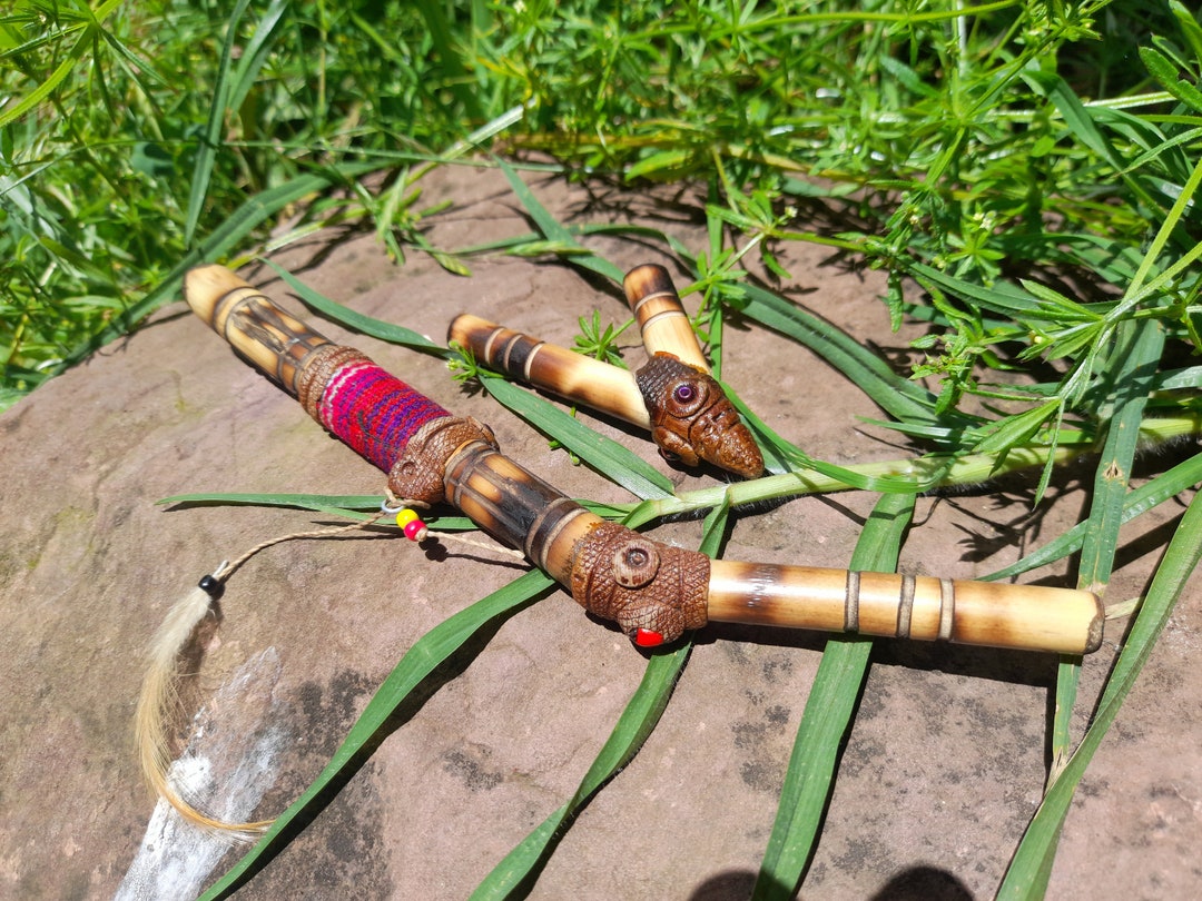 Bamboo Kuripe + Tepi Set / Decorated Bamboo Kuripi / Kuripe / Curipi ...