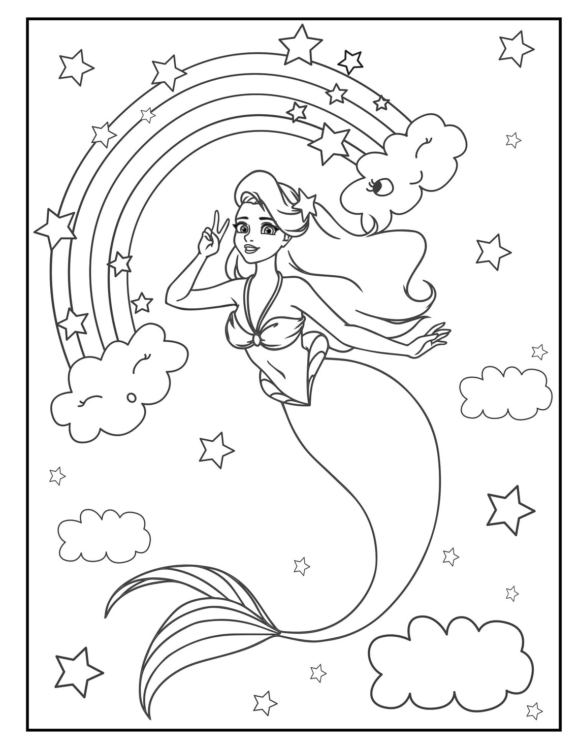 40 Printable Mermaid Coloring Pages - Etsy