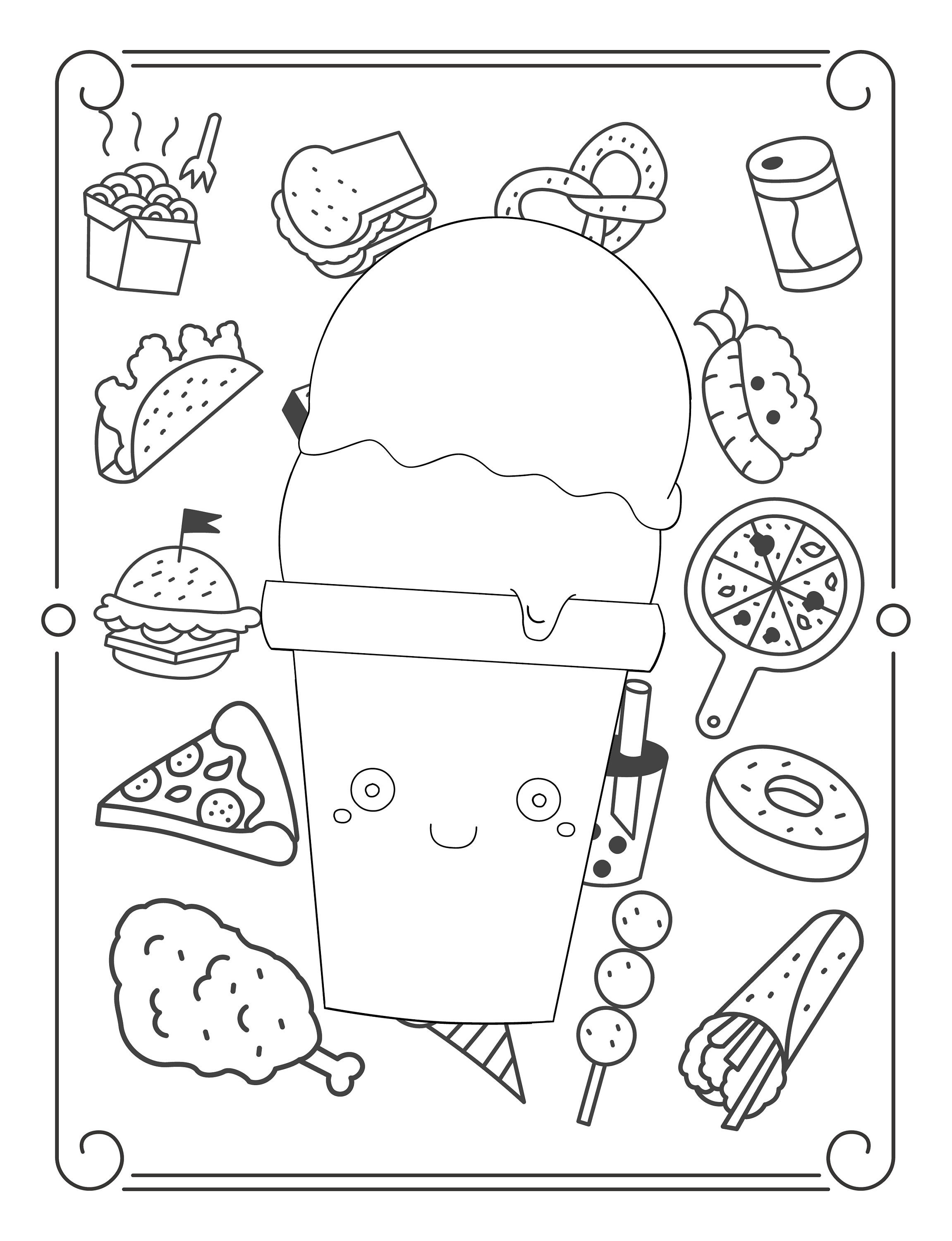 30 Printable Kawaii Food Coloring Pages - Etsy