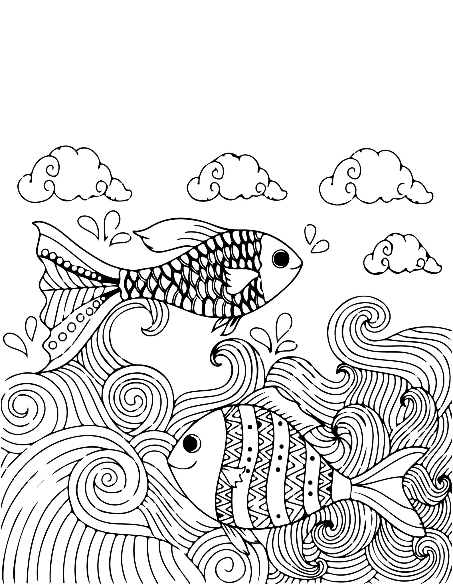 12 Printable Fish Coloring Pages - Etsy