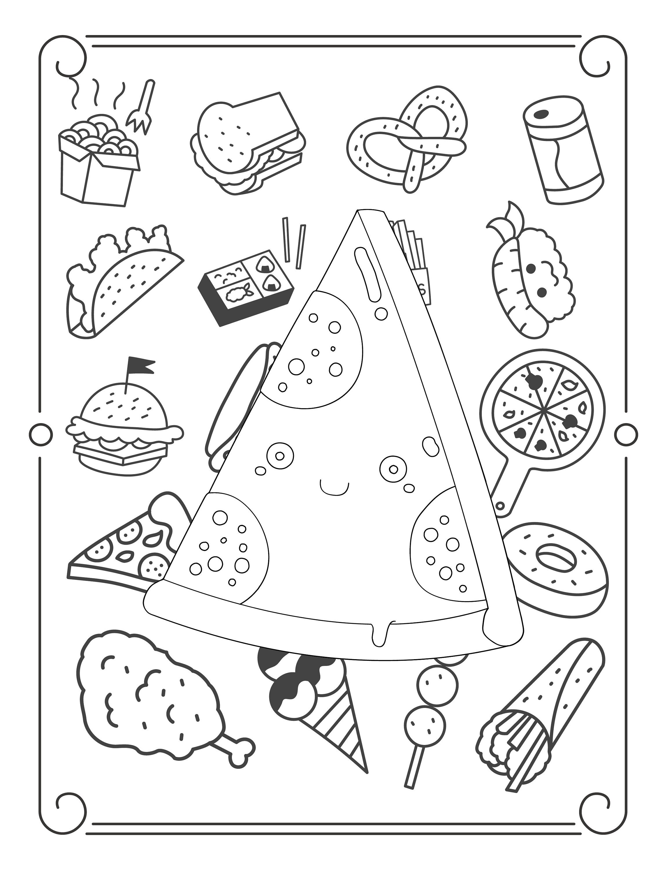 30 Printable Kawaii Food Coloring Pages - Etsy
