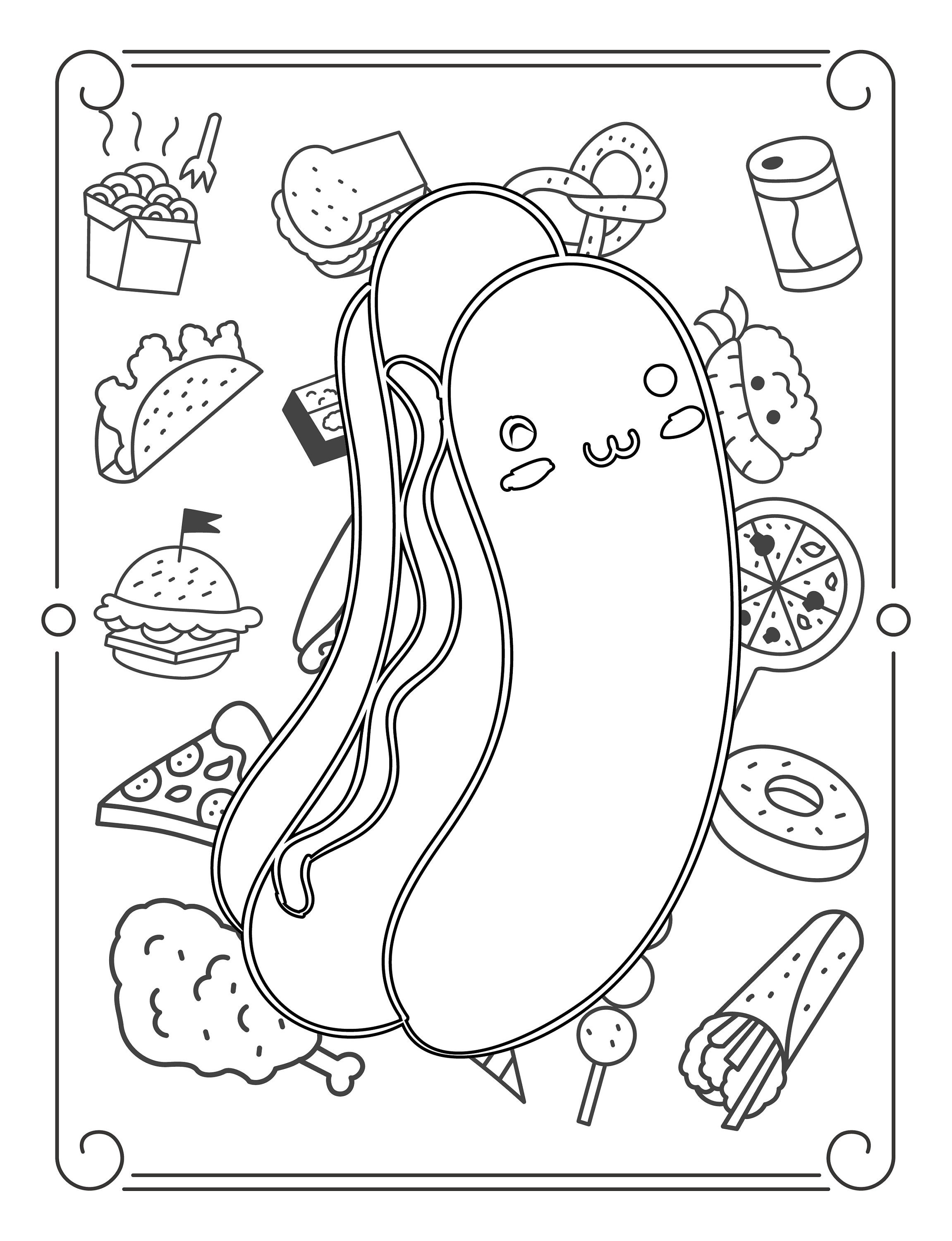 30 Printable Kawaii Food Coloring Pages - Etsy