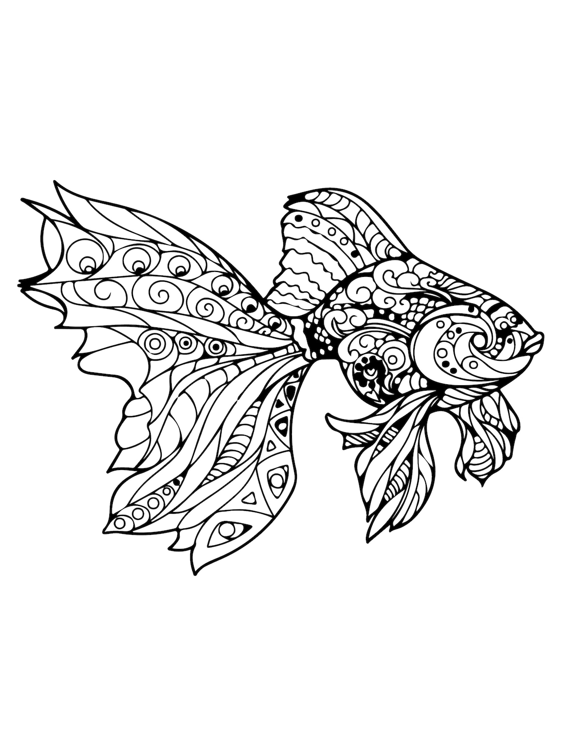 12 Printable Fish Coloring Pages - Etsy