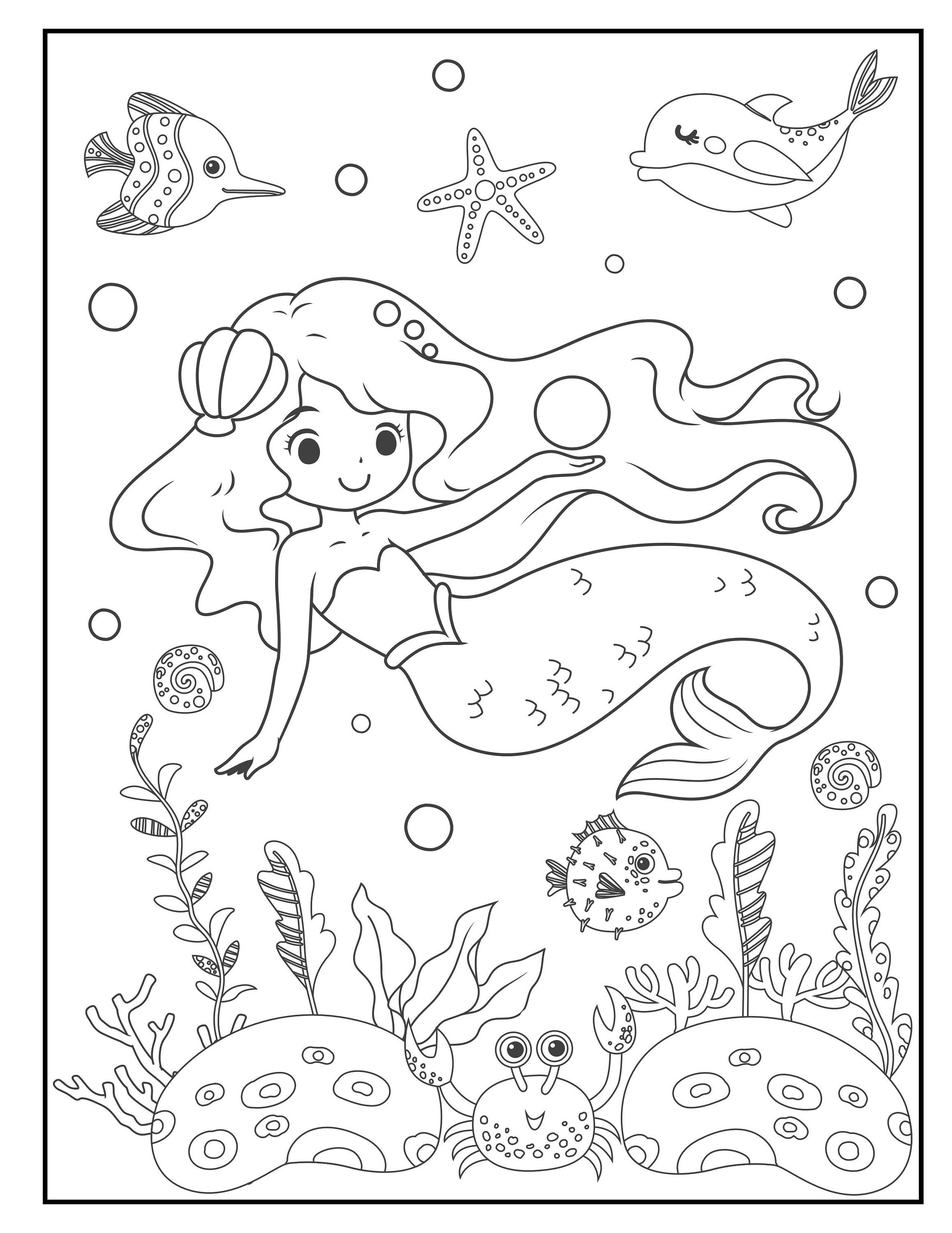 40 Printable Mermaid Coloring Pages - Etsy