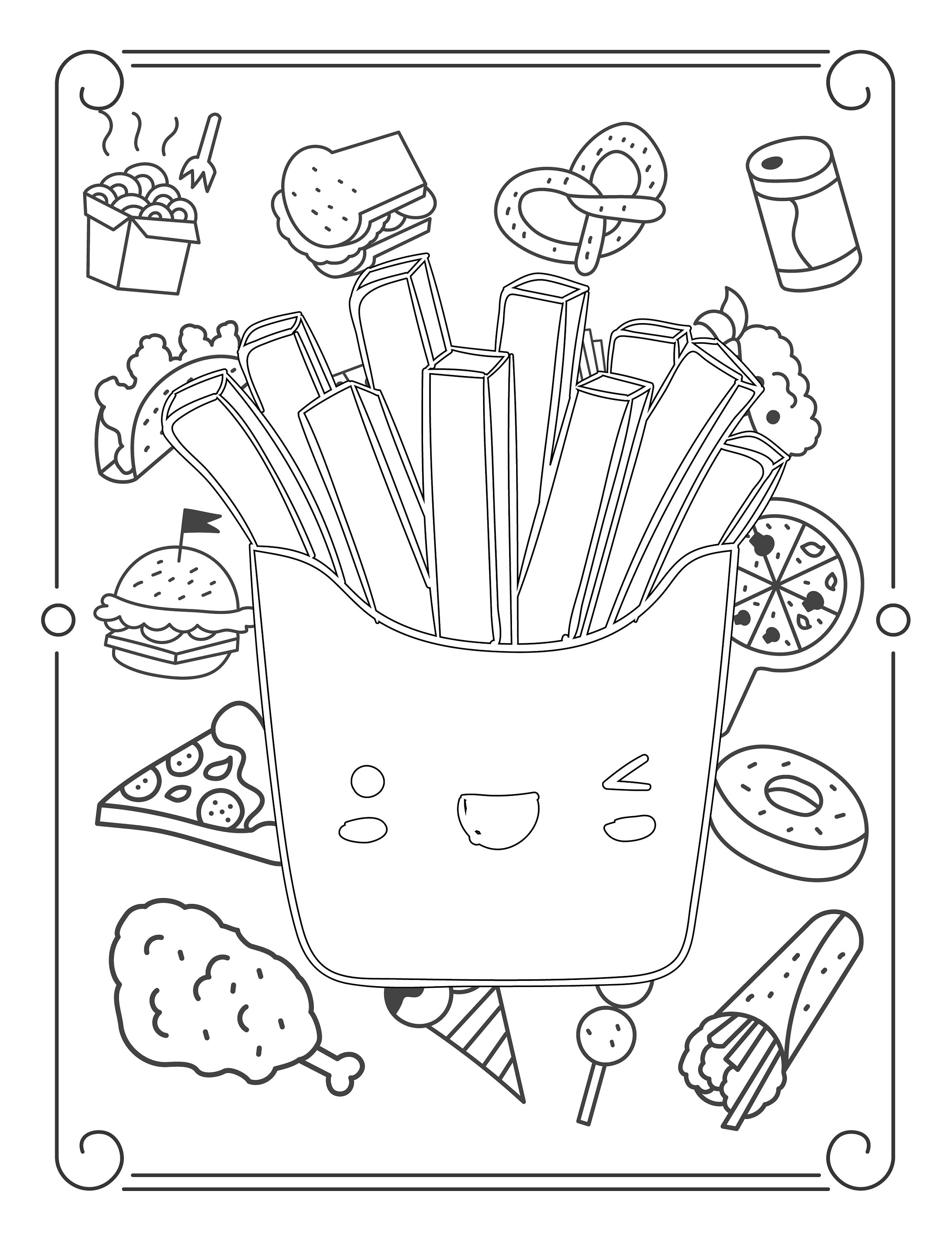 30 Printable Kawaii Food Coloring Pages - Etsy