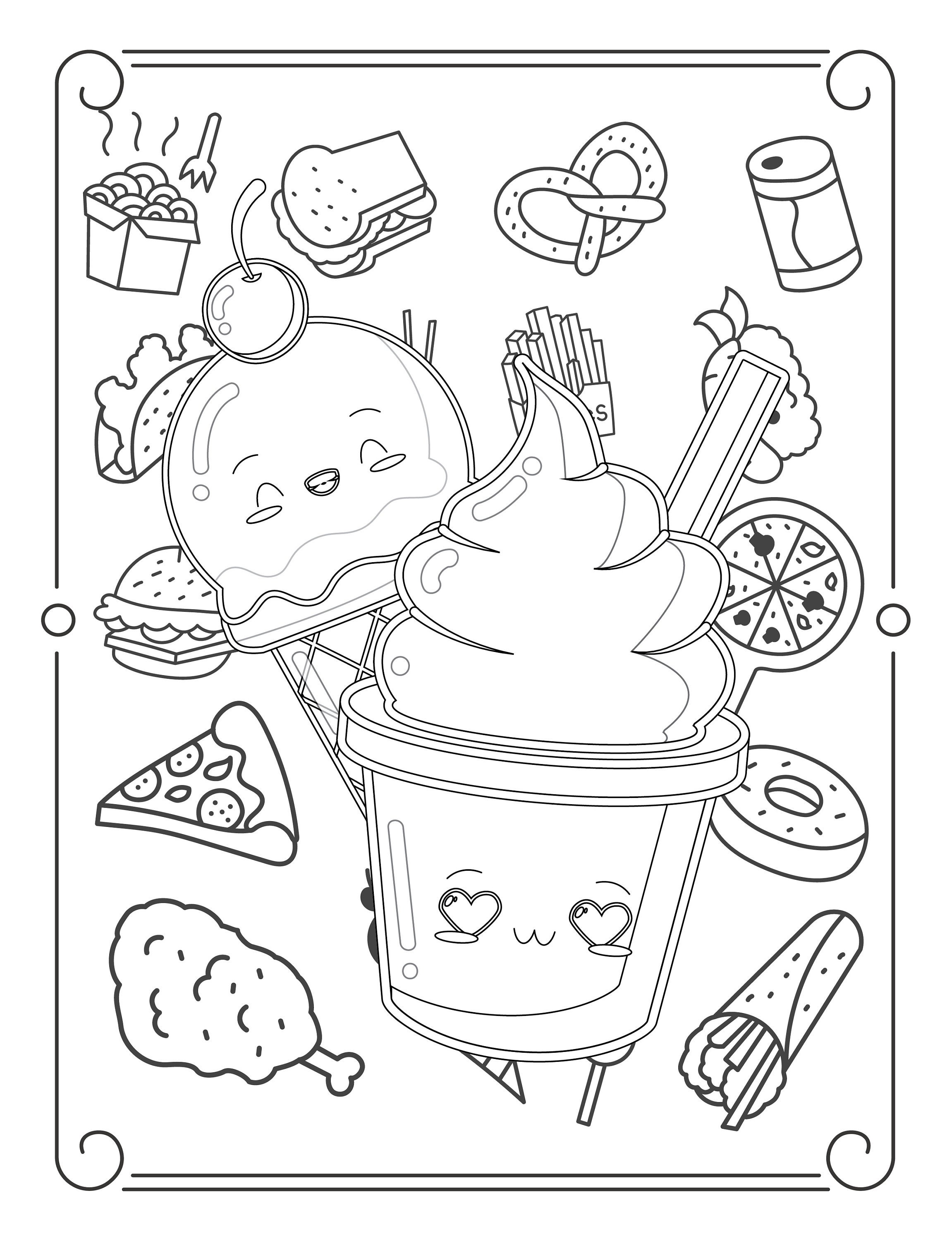 30 Printable Kawaii Food Coloring Pages - Etsy
