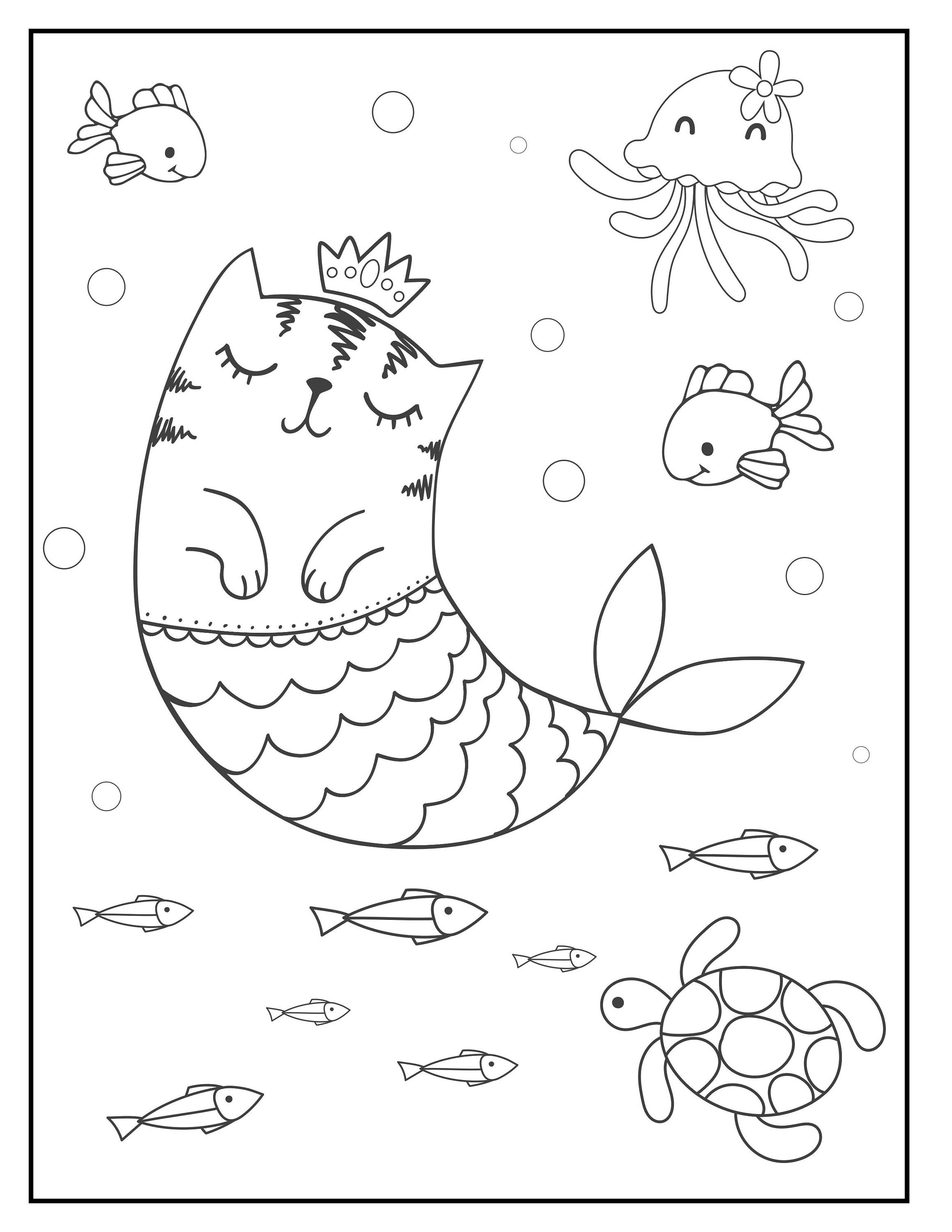40 Printable Mermaid Coloring Pages - Etsy