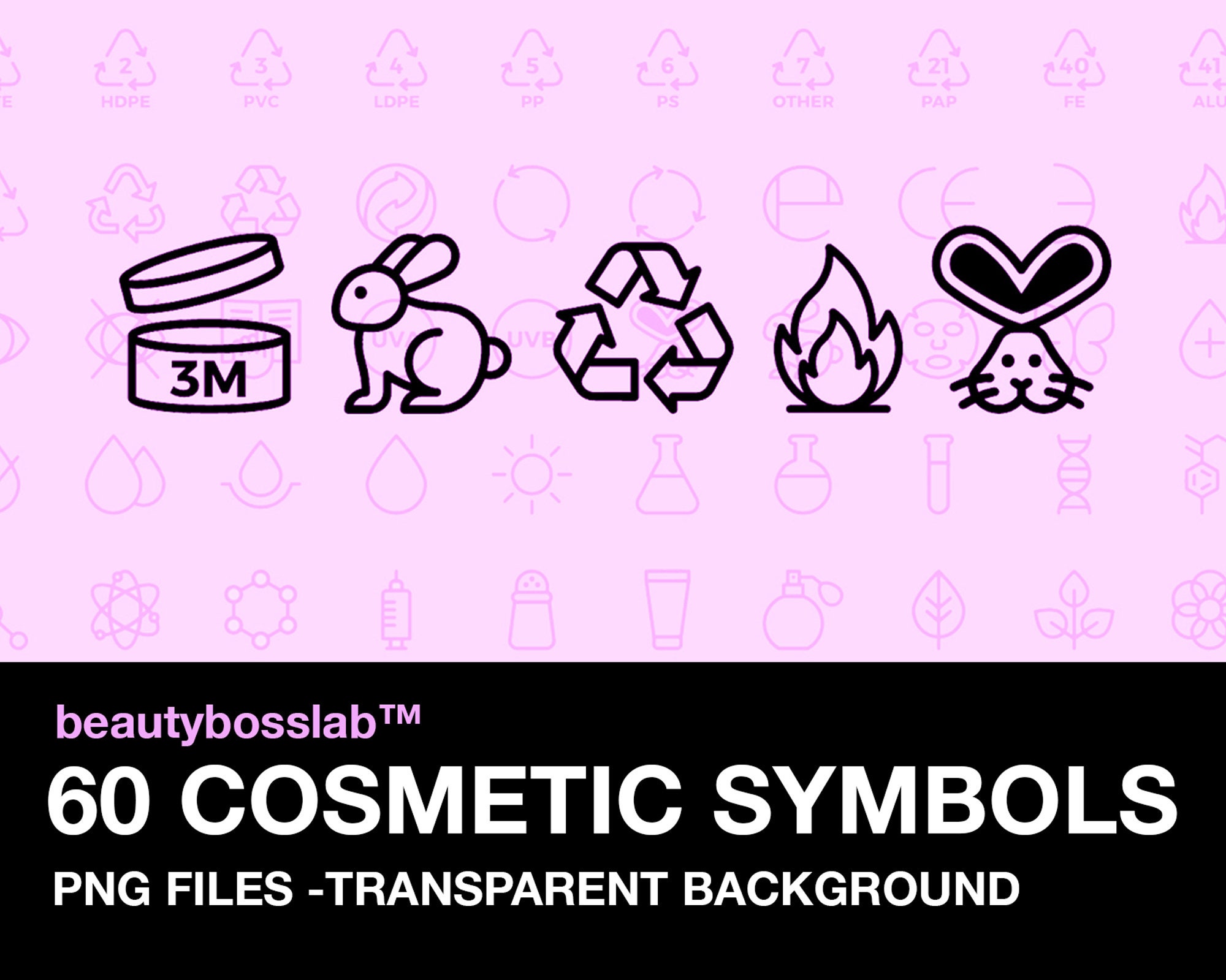Cosmetic Packaging Symbols, Minimalist Beauty Product Icons, PNG Beauty ...