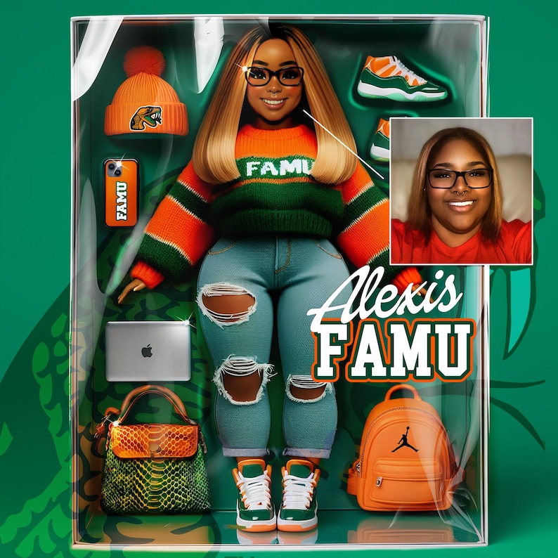 Custom HBCU Graduate Doll Art Print: Personalized College Gift (digital ...