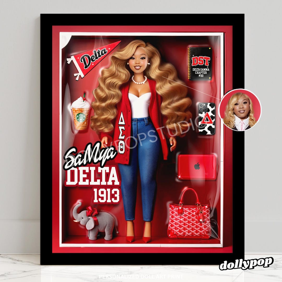 Delta Sigma Theta Gift Custom Doll Portrait for Soror, Museum Quality ...