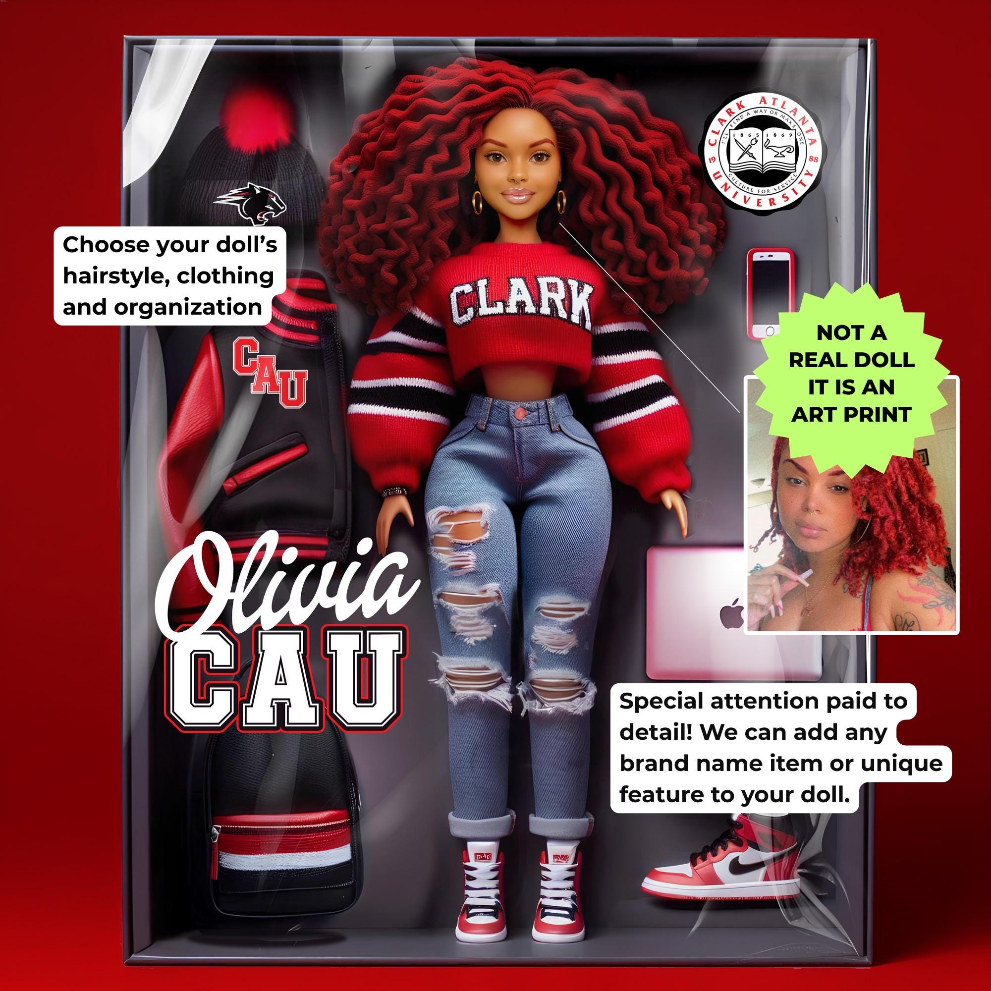 Custom HBCU Graduate Doll Art Print: Personalized College Gift (digital ...