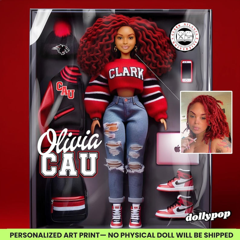 Custom HBCU Graduate Doll Art Print: Personalized College Gift (digital ...