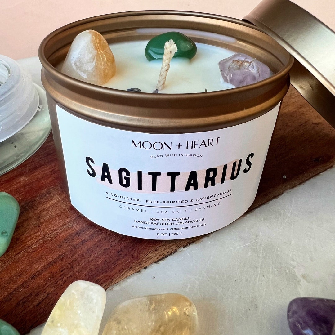Sagittarius Zodiac Candle: Crystal Infused Intention Candle - Etsy