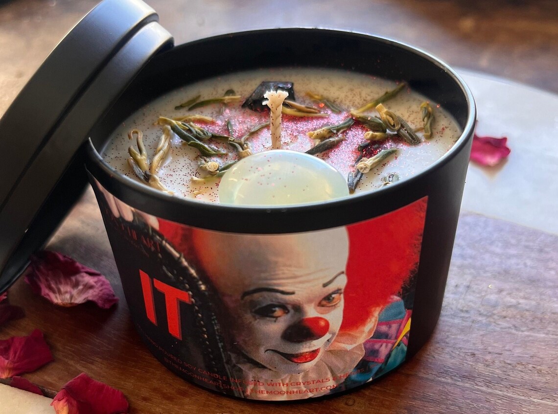IT Clown Horror Candle: Halloween Intention Candle With Crystals - Etsy