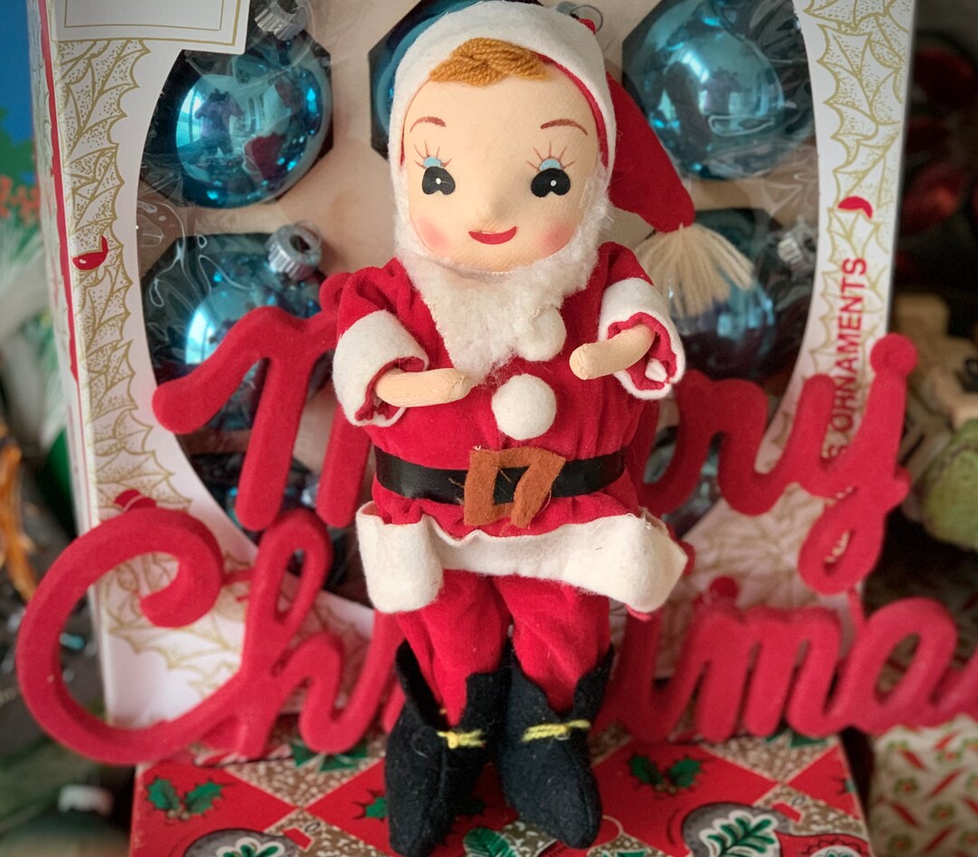 Vintage Christmas Santa Claus Elf Pixie Doll Decoration - Etsy