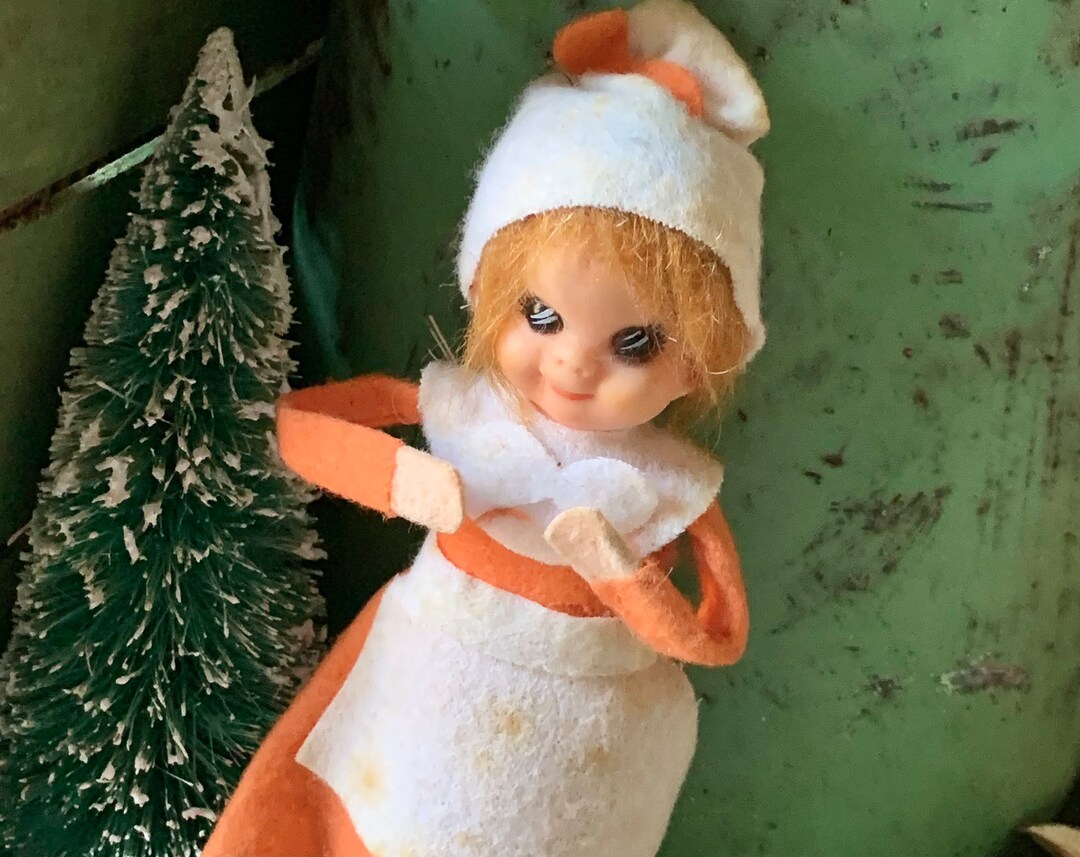 Vintage Pilgrim Pixie Ornament Girl Elf Thanksgiving Doll 6.5 Inch Tall ...