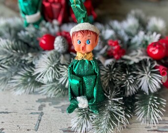Vintage Knee Hugger Pixie Elf With Blue Hair. Japan Christmas Felt ...