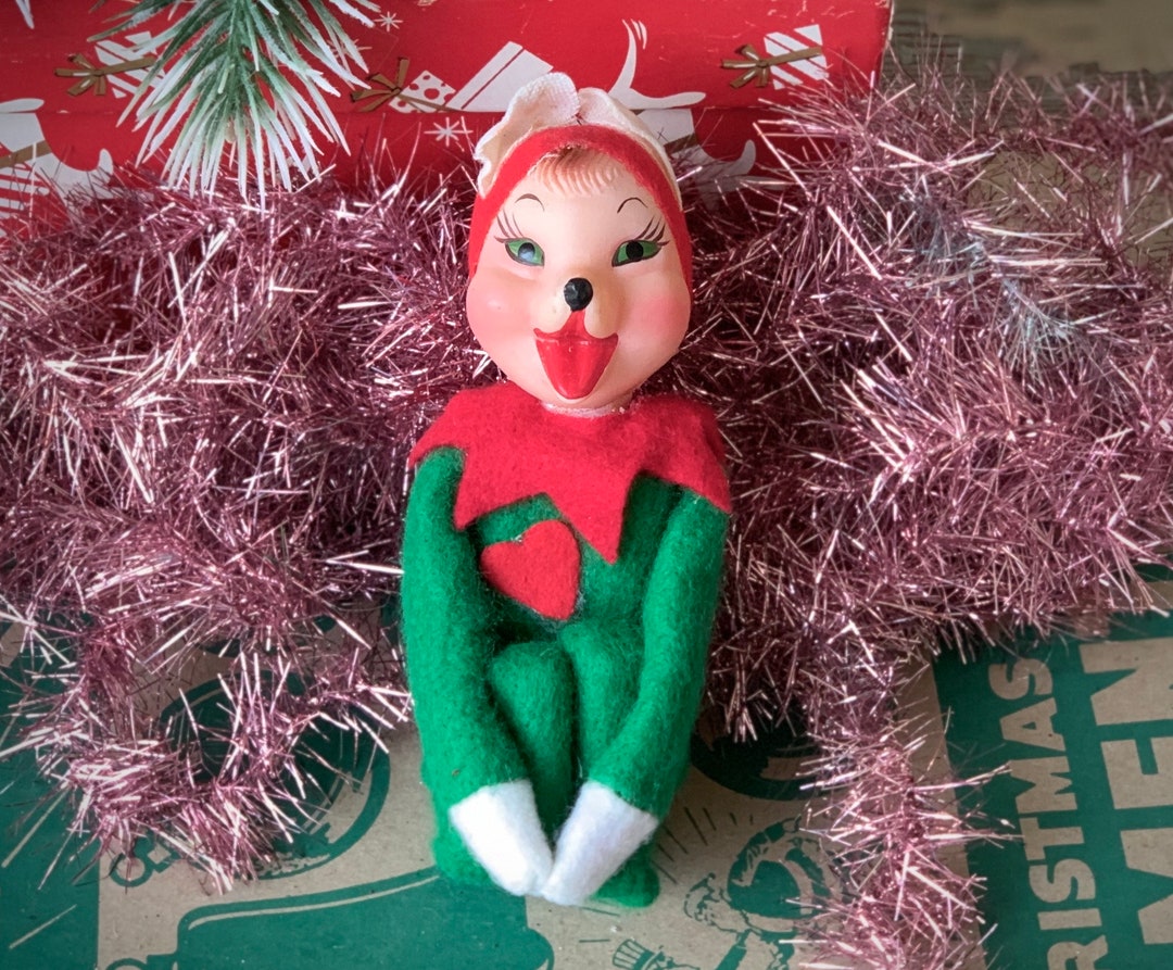 Christmas Knee Hugger Pixie Fox Wolf Shelf Sitter Assembled Vintage ...