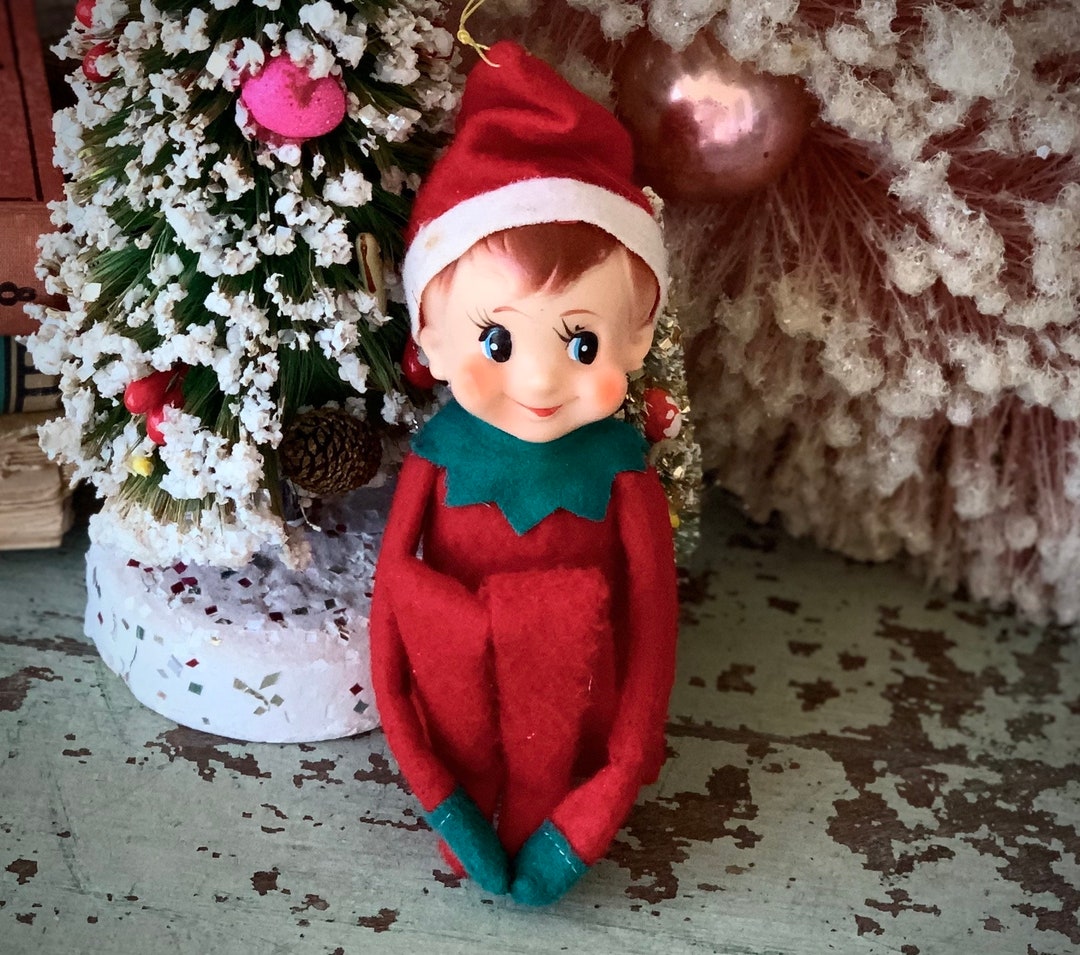 Vintage Knee Hugger Elf Retro Shelf Sitter Pixie Christmas Ornament ...