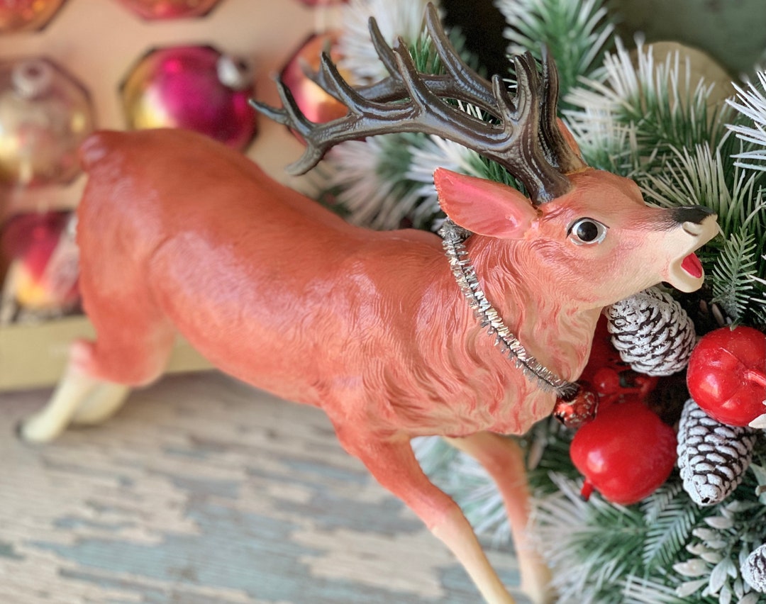 Vintage Celluloid Reindeer Figurine Retro Christmas Decoration Deer 10. ...