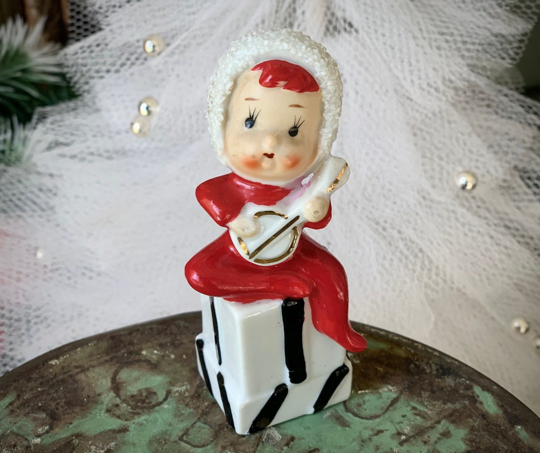 Vintage Ceramic Christmas Elf Figurine Pixie With Banjo 4 Inch Tall - Etsy