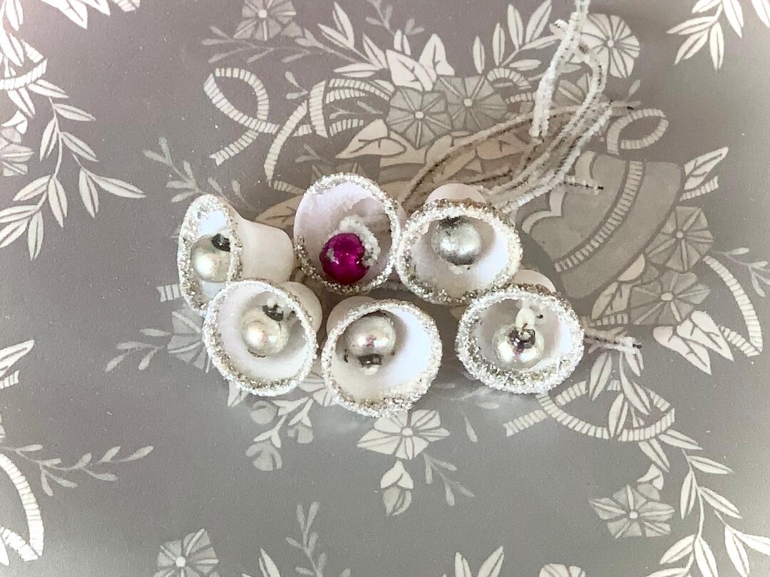 Vintage Set Sugar Glitter Plastic Pipe Cleaner Bell Picks Glass Balls ...