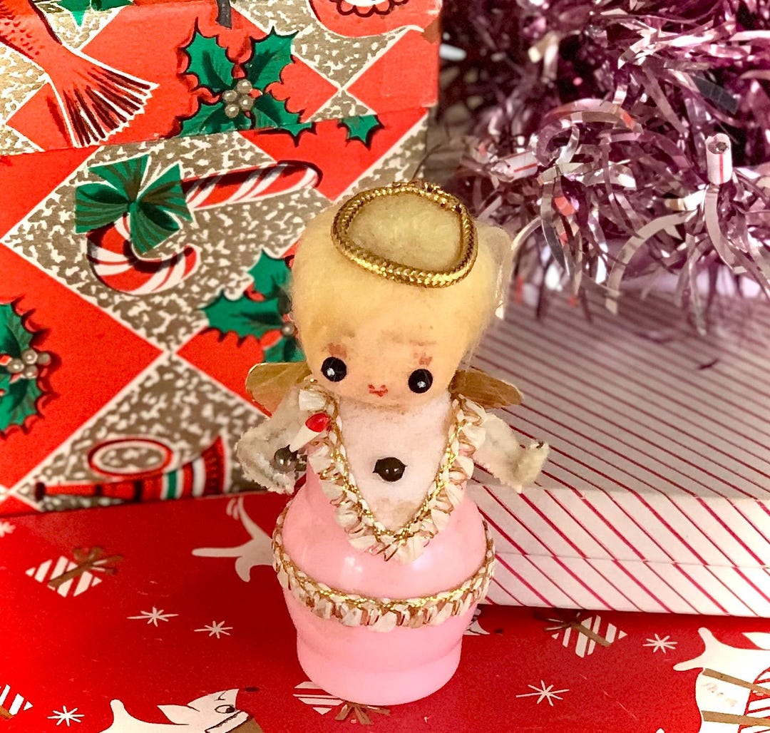 Vintage Pink Christmas Angel Ornament Blond Japan Pixie - Etsy