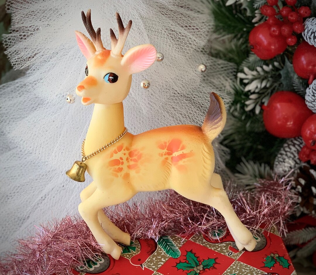 Vintage Yellow Orange Reindeer Figurine Cute Retro Japan - Etsy