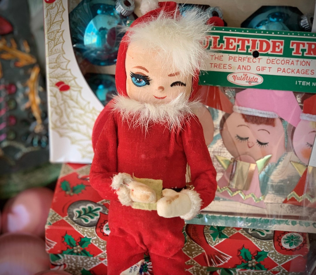 Vintage Holiday Fair Christmas Santa Elf Doll Winking Pixie Girl - Etsy