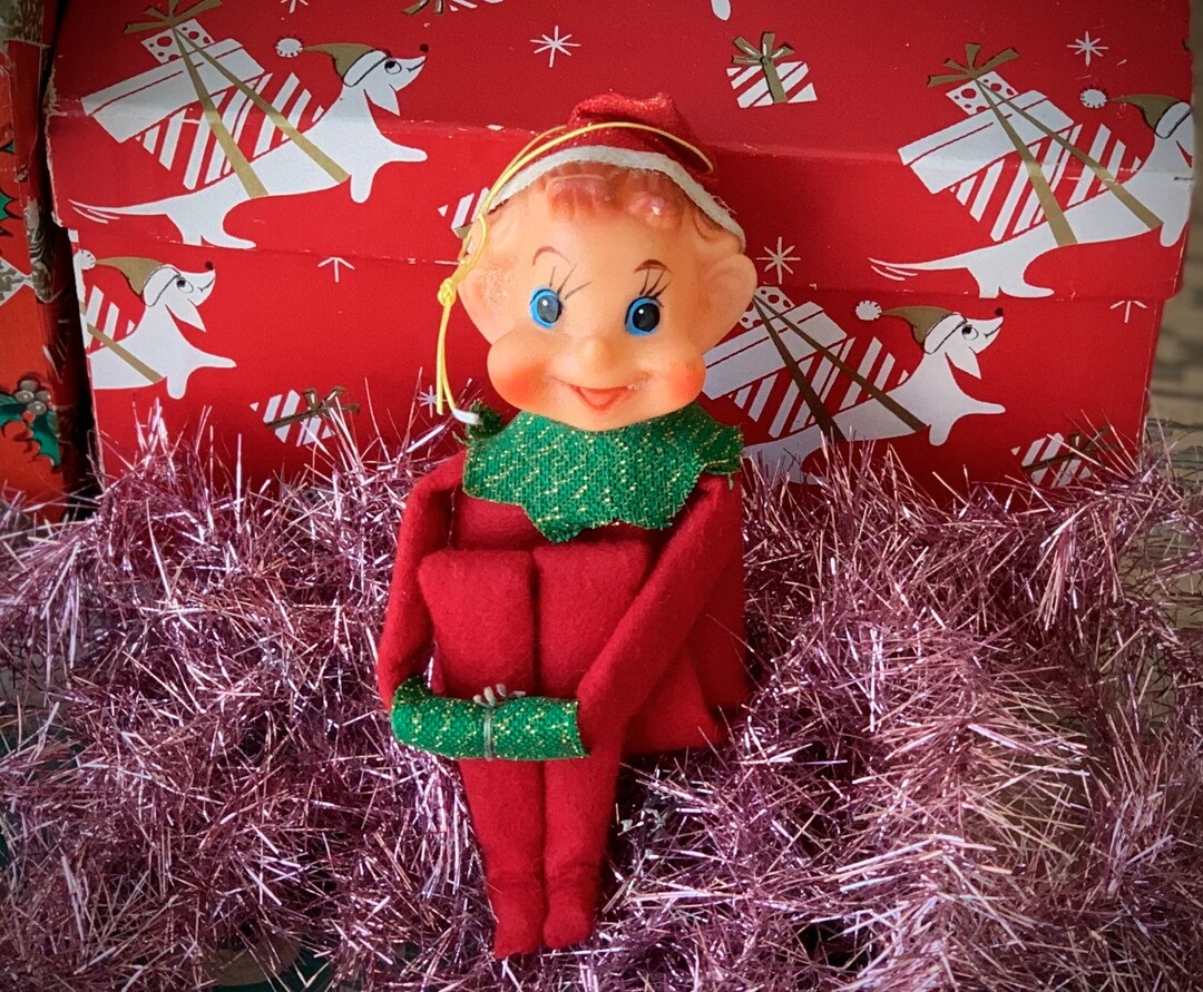 Vintage Knee Hugger Elf Small Retro Shelf Sitter Christmas Pixie 5 Inch ...