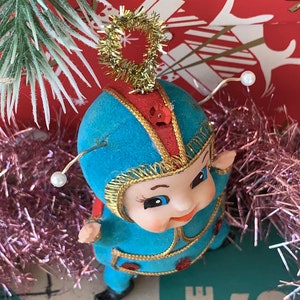 Vintage Anthropomorphic Pixie Bug Ornament Retro Flocked Beetle Boy ...