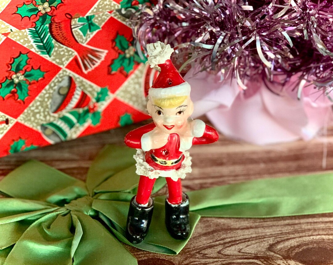 Vintage Kreiss Santa Elf Figurine Ceramic Christmas Pixie Boy 4.5 Inch ...