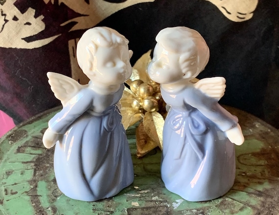 Porcelain Kissing Angel Figurines