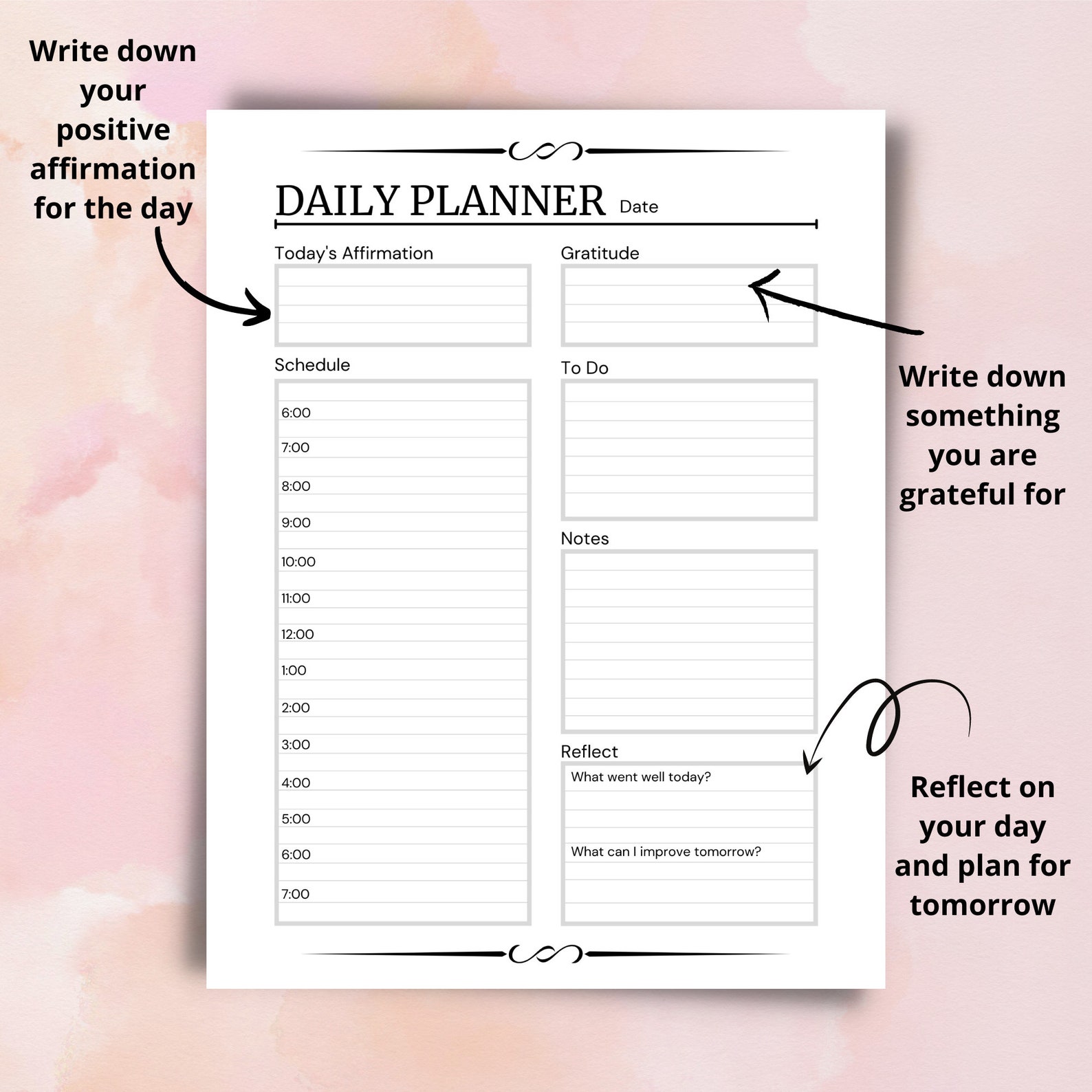 Minimal Printable Daily Planner Template - Timely Based Template to ...
