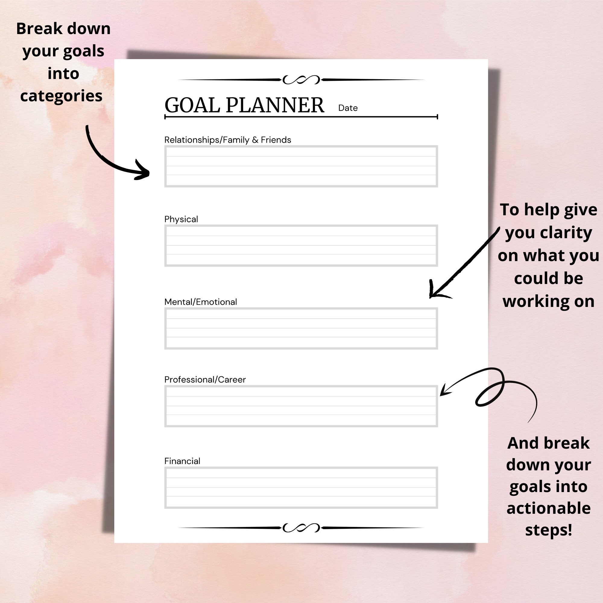 Minimal Goal Planner Printable, Digital Download, Yearly Planner ...