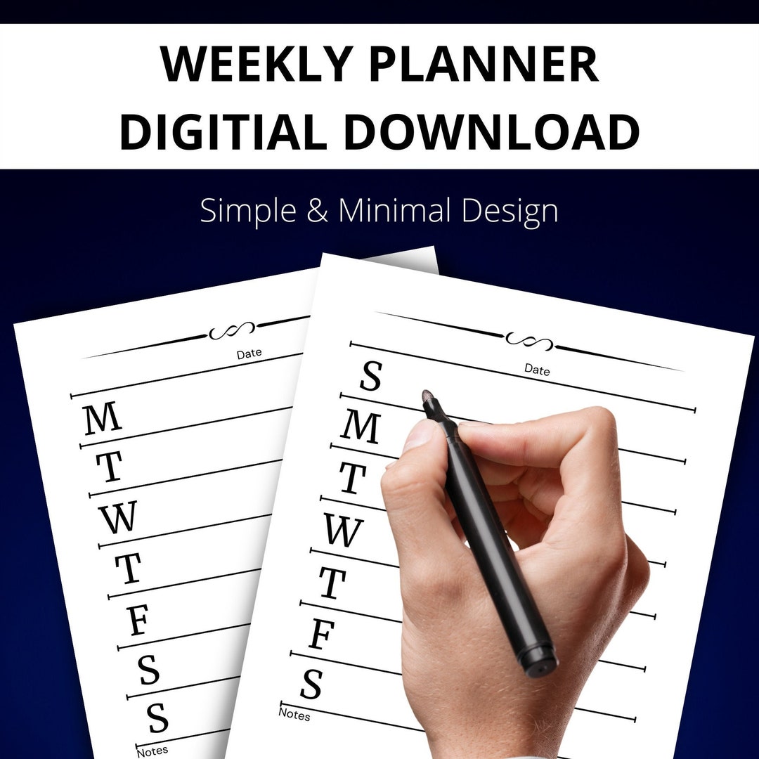 Minimal Weekly Planner Printable, Weekly Calendar, Digital Download ...