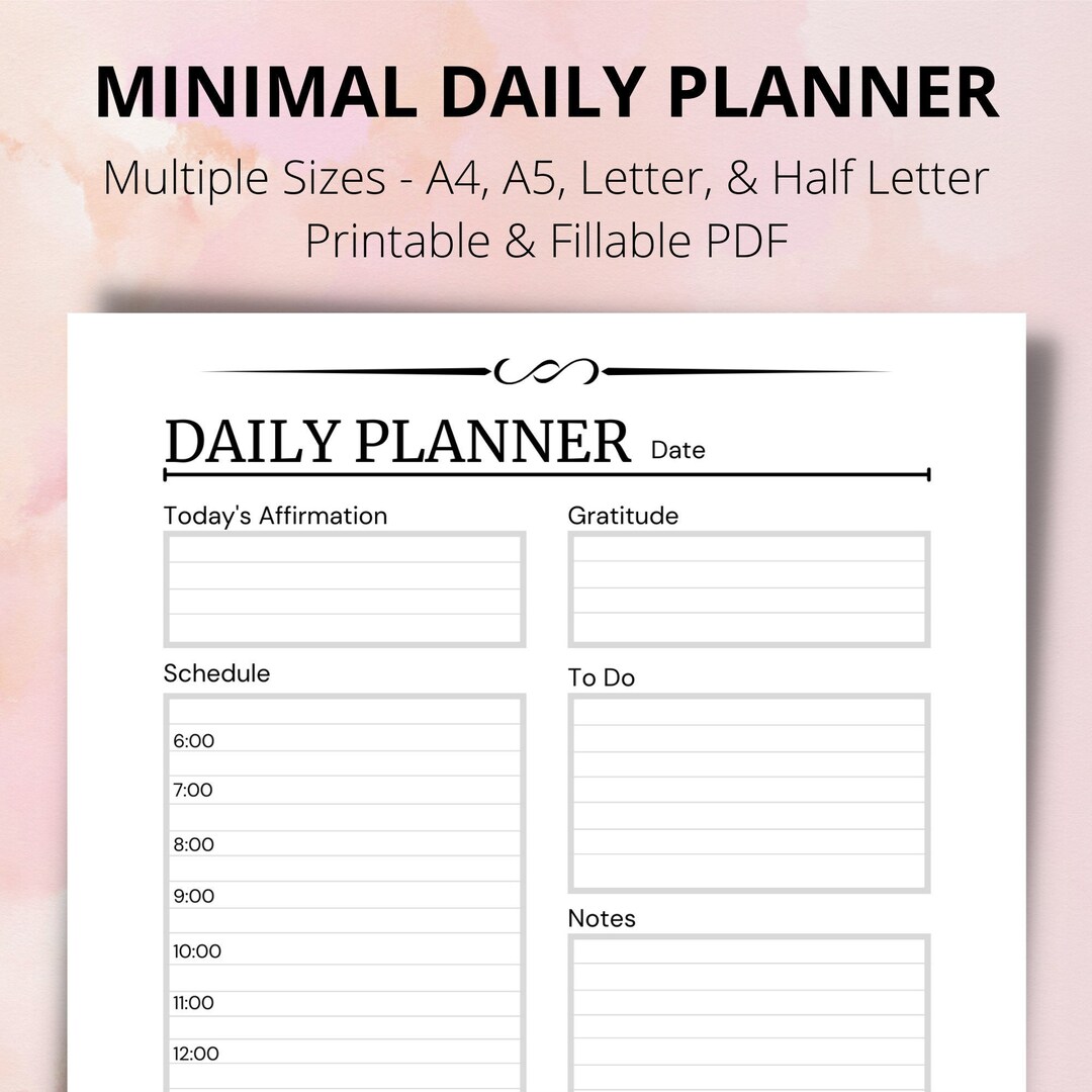 Minimal Printable Daily Planner Template - Timely Based Template to ...