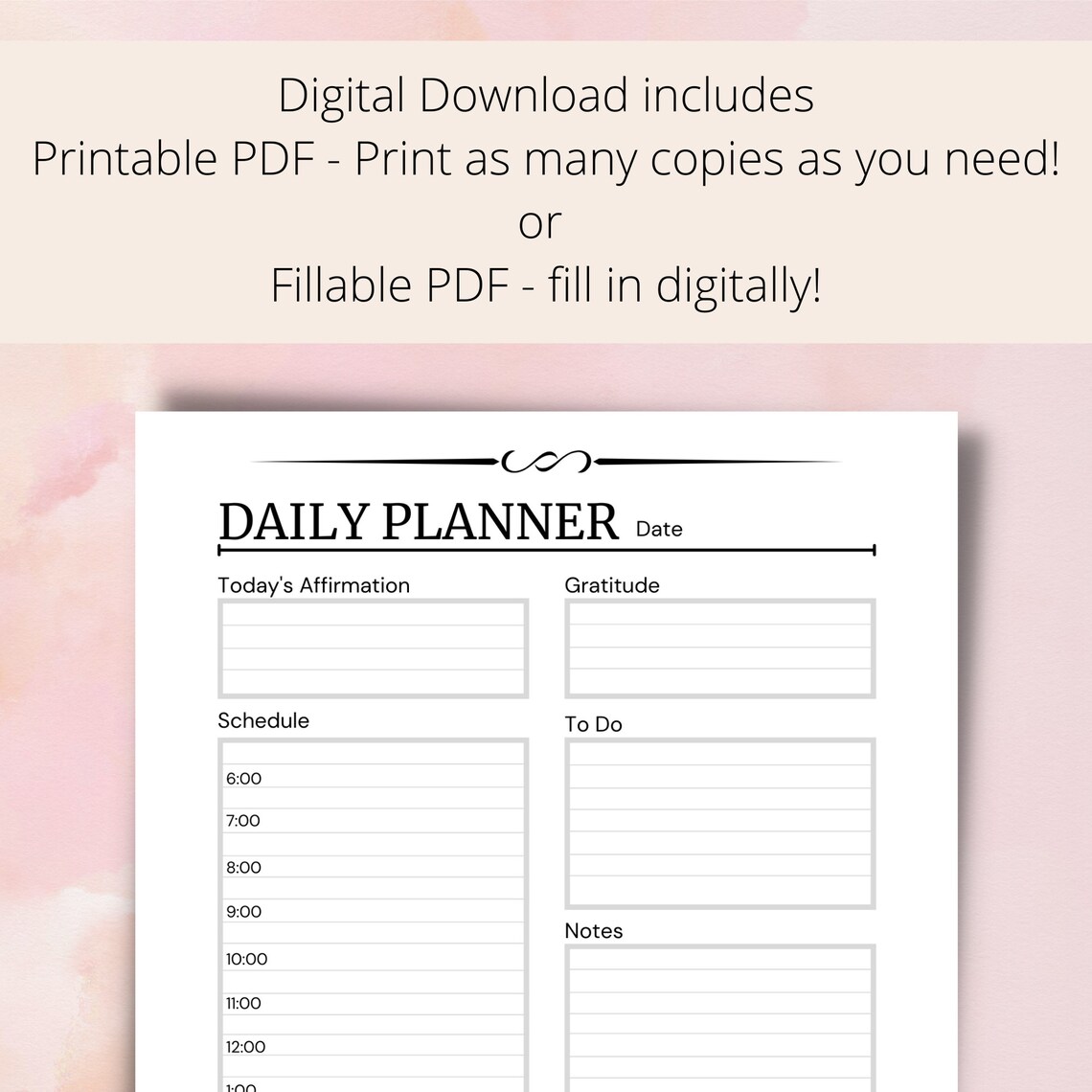 Minimal Printable Daily Planner Template - Timely Based Template to ...