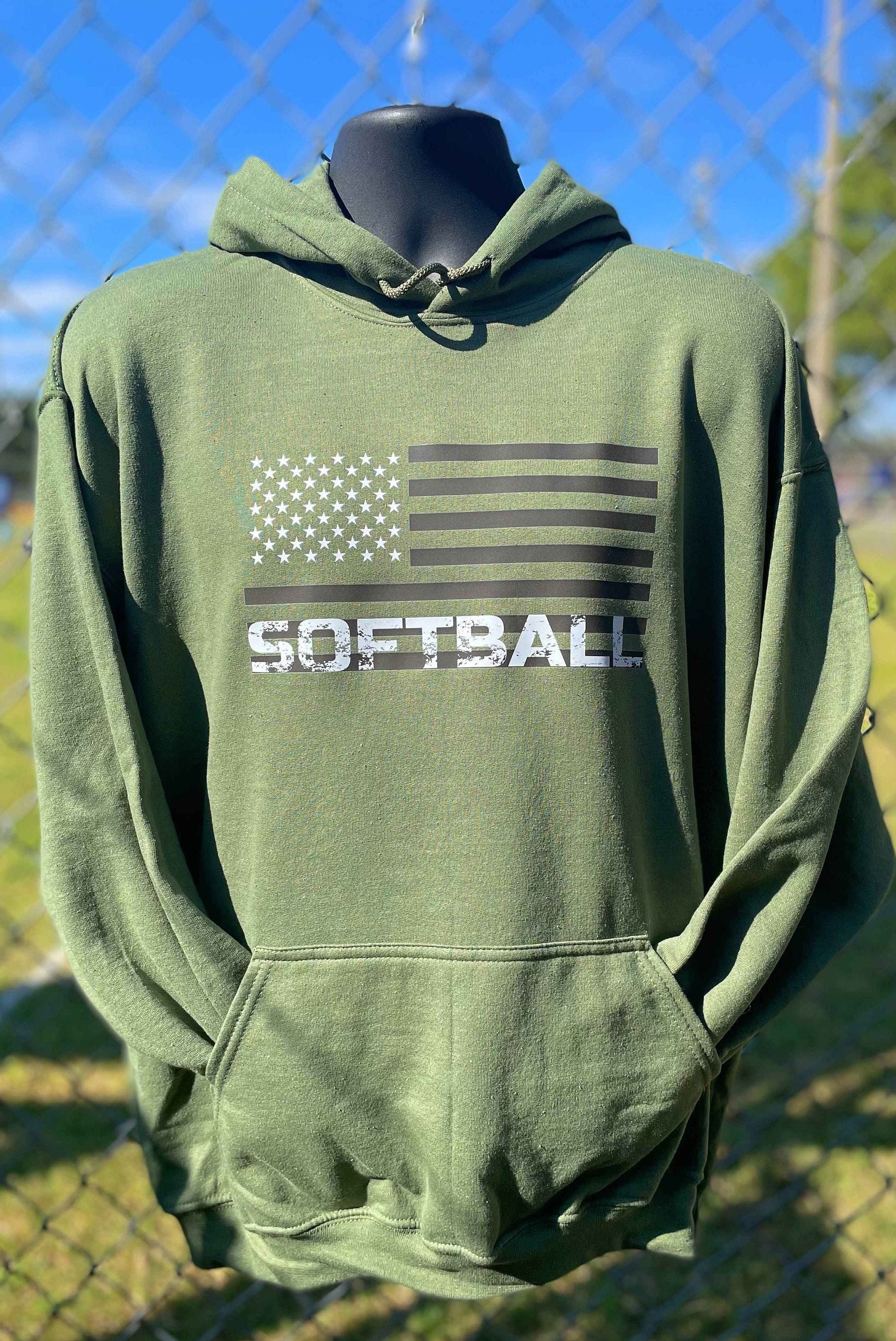 Softball Hoodie With American Flag, Softball Gift for Girls, Softball ...
