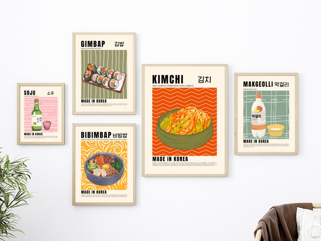 Korean Food Posters Set of 5 | Korea Colorful Food Prints | Digital ...