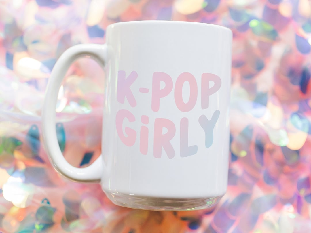 K-pop Fan 15 Oz Coffee Cup, Pink Kpop Girly Mug, Cute Korean Desk Mug ...