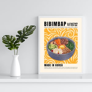 Retro Bibimbap Poster | Retro Korean Food Poster | Digital Download ...