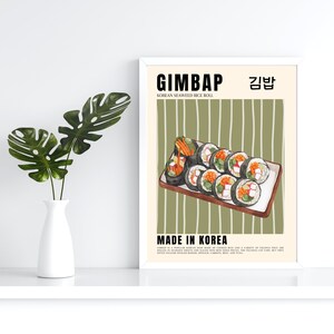 Retro Gimbap Poster | Retro Korean Food Poster | Digital Download ...