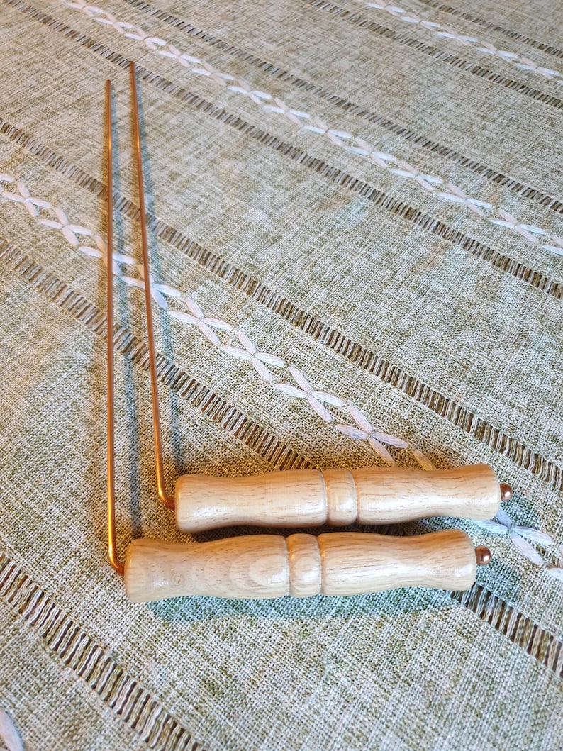 A Pair of Pure Solid Copper Dowsing Rods With Natural Wood Swivel ...