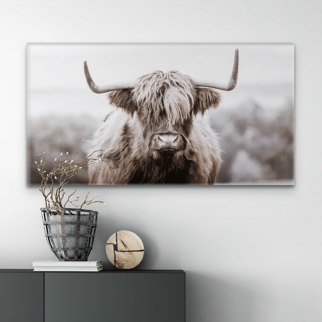 Highland Cow Canvas Print: Ready to Hang Framed Wall Art - Etsy