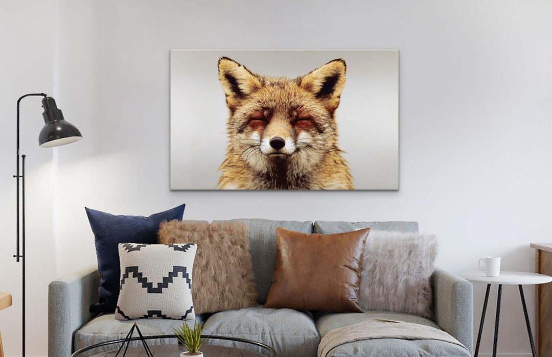 Smiling Fox Photography Print on Canvas Ready to Hang Framed - LARGE ...