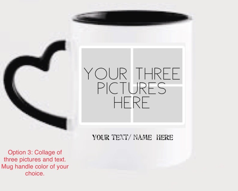 Personalized Heart Handle Mug: Custom Photo & Text, Ceramic Coffee Mug ...