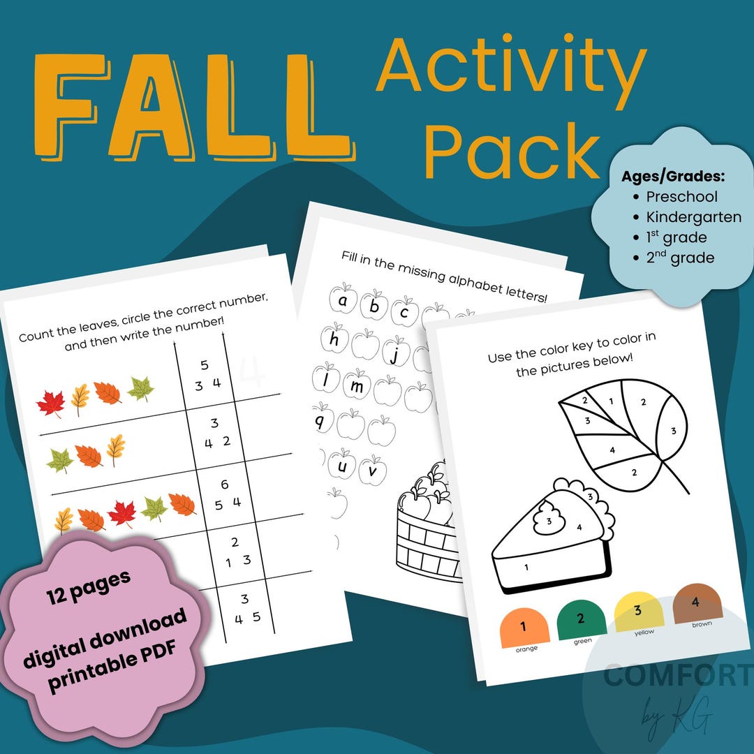 Kids Educational Worksheets, Digital Printable Activity Pack ...