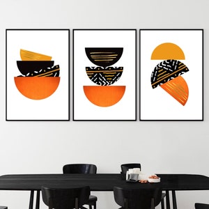 Set of 3 Geometric Wall Art African Wall Art African Abstract Wall Art ...