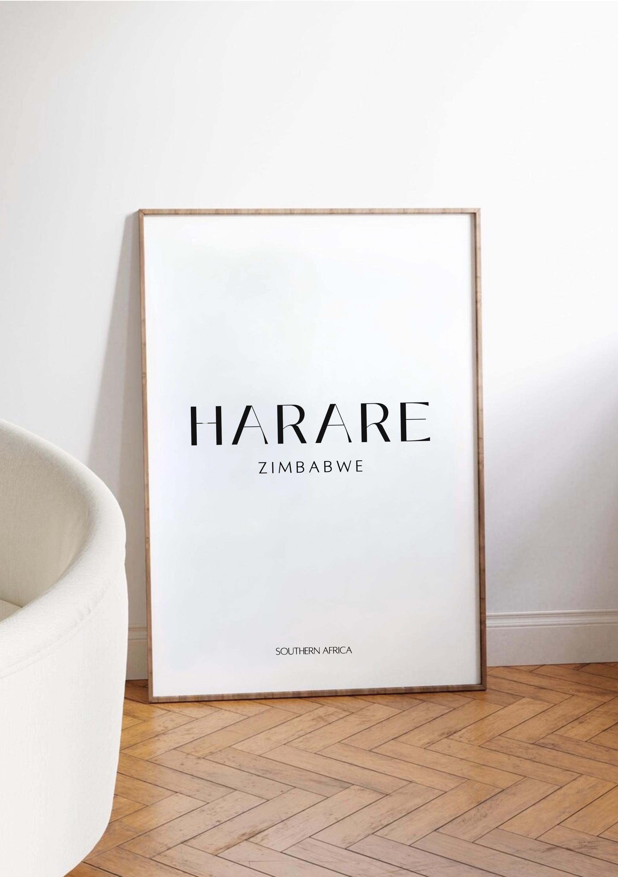 Harare Zimbabwe Travel Print Wall Art | Harare Wall Hanging Home Decor ...